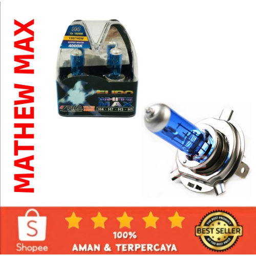 Jual BOHLAM/ BULB PIAA EURO LED H4 12VOLT 100 WATT XENON SUPERWHITE 2 ...