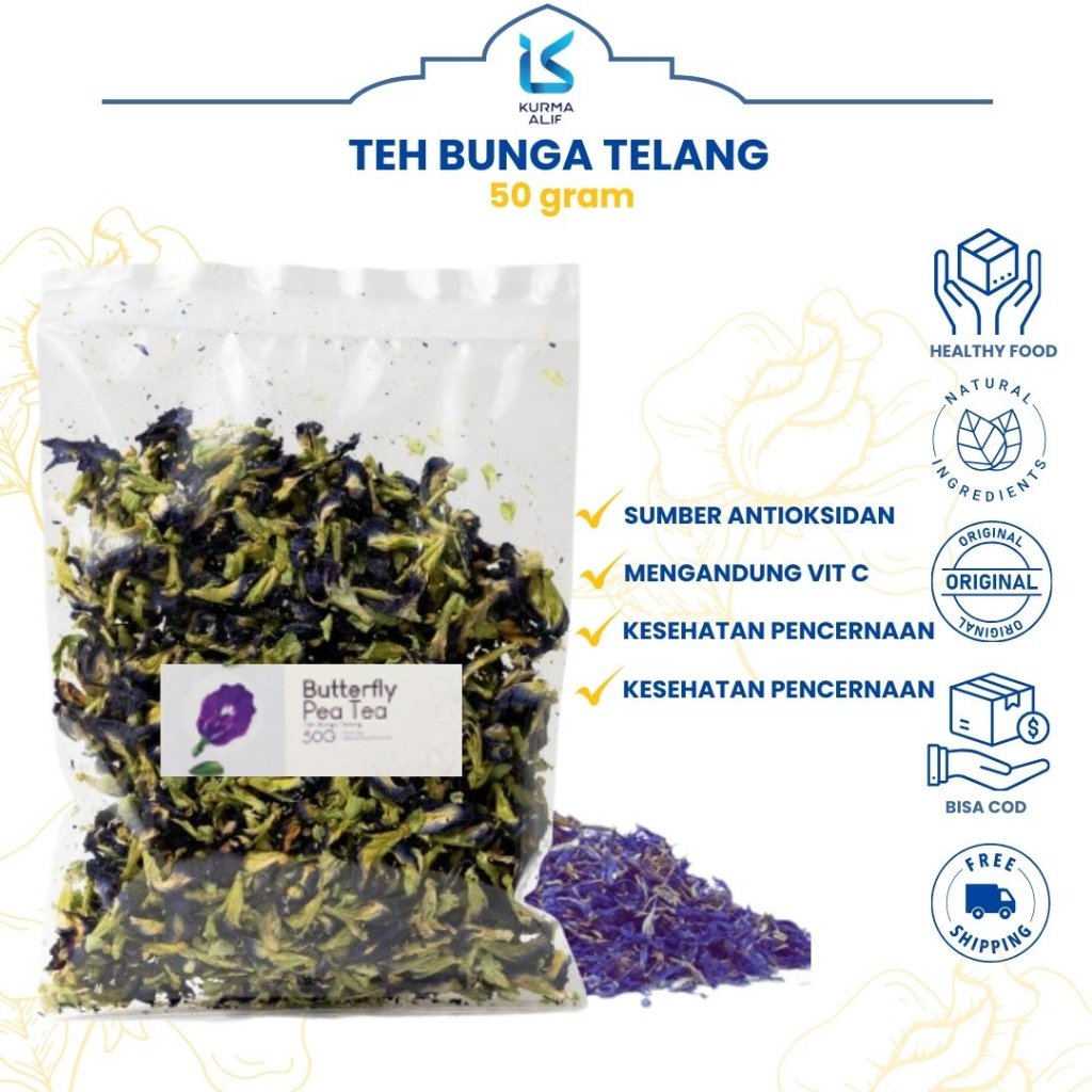 Jual Teh Bunga Telang 50 gr Butterfly Pea Tea Seduh Original | Shopee ...