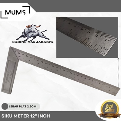 Jual Siku Meter Tukang Rrt 12 Inch Penggaris Besi Ukur Sudut L Sikon ...