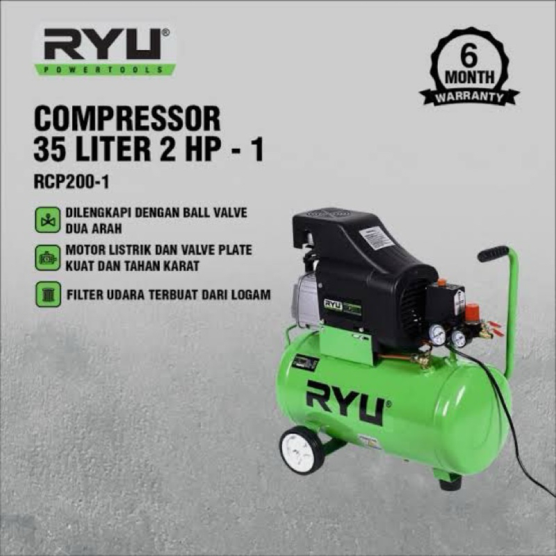 Jual Kompresor Listrik Portable 2 HP 35 Liter RYU RCP 200 | Shopee Indonesia