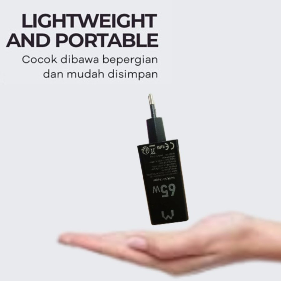 Jual Mediatech GaN Pro Travel PD Fast Charger 65 Watt Type C + USB A ...