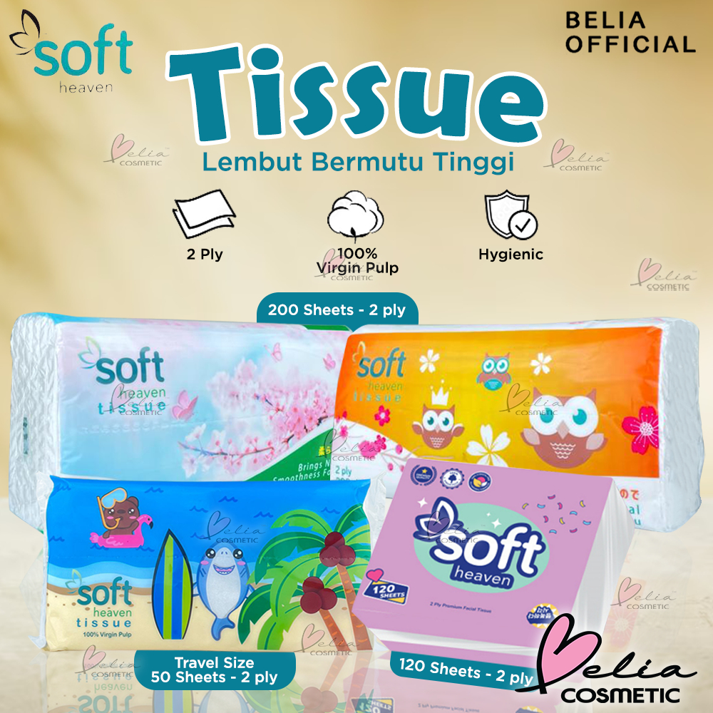 Jual BELIA SOFT Heaven Tissue | 200 Sheets - 2 ply | Tisu wajah | tisu ...
