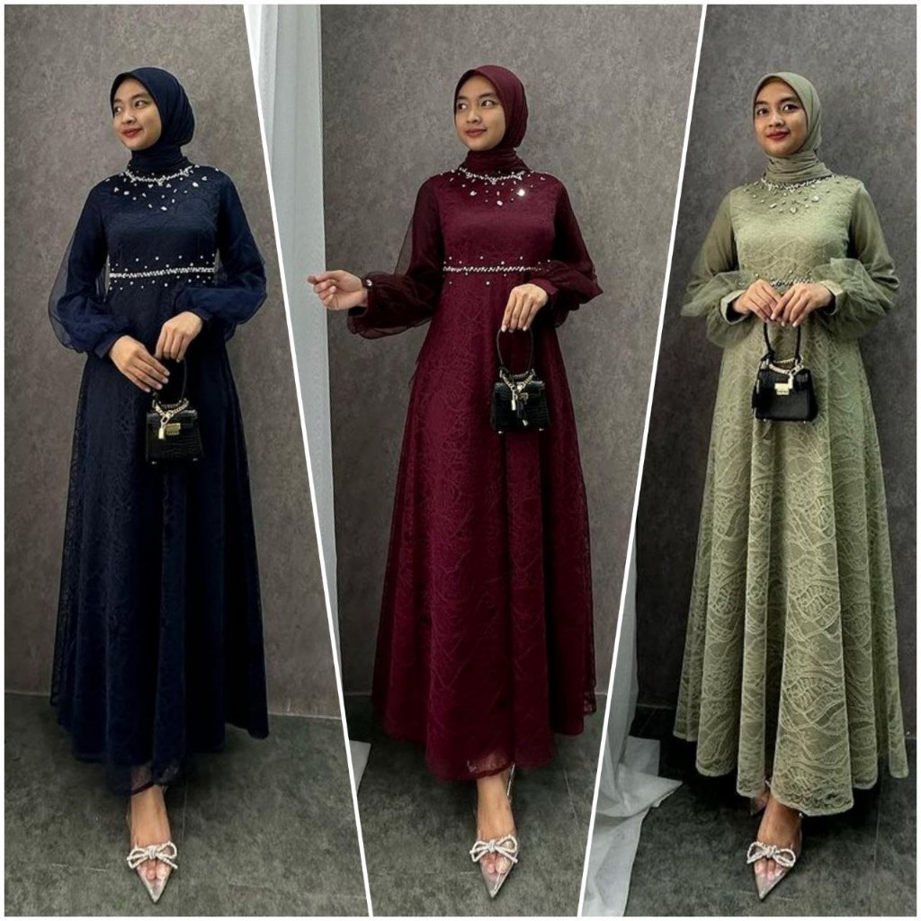 Jual MODEL BARU GAMIS NADINE GAUN MAXI DRESS BRUKAT FASHION CEWEK ...