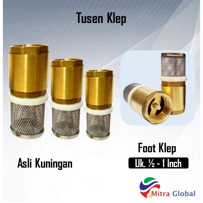 Jual Foot Klep Kuningan 1/2" 3/4" 1" inch Foot Valve Tusen Klep ...