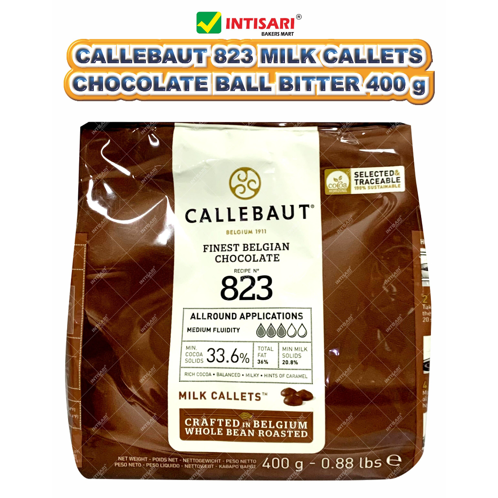 Jual CALLEBAUT 823 MILK CALLETS CHOCOLATE BAL BITTER 400 G | Shopee ...