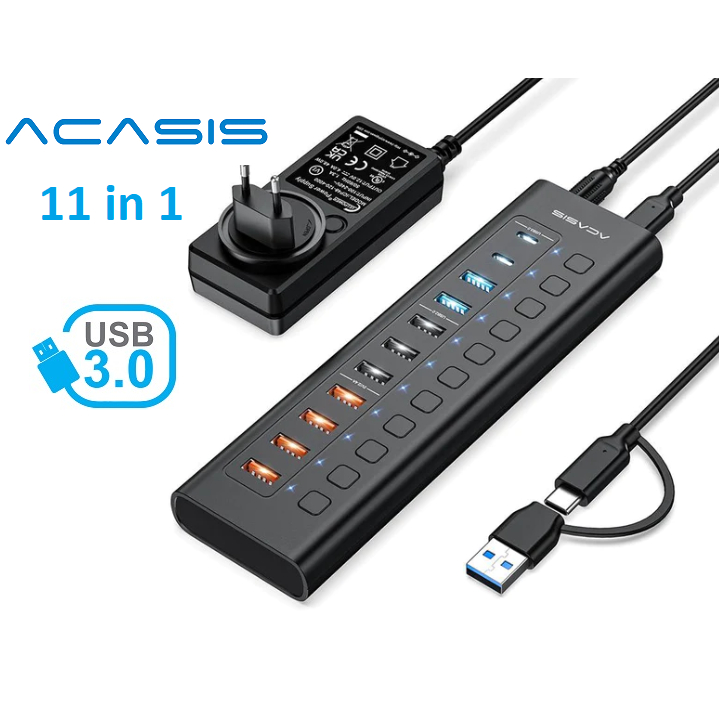 Jual USB HUB Charger USB 11 in 1 ACASIS DS-511PB | Shopee Indonesia