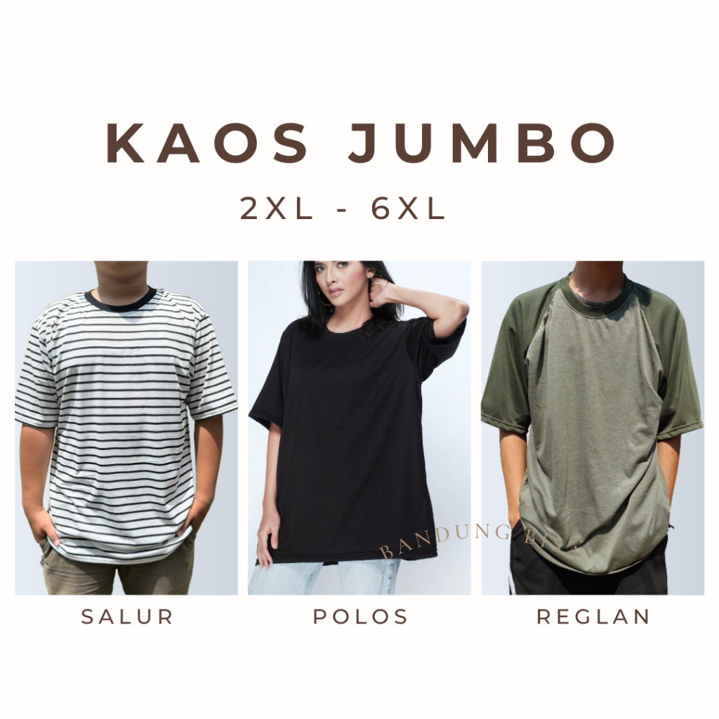 Jual Kaos Polos Jumbo Murah Big Size Reglan Salur 2XL 3XL 4XL | Shopee Indonesia