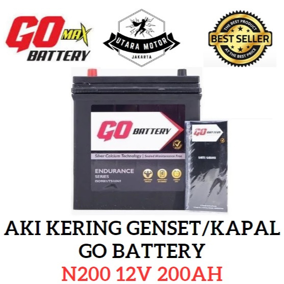 Jual GO BATTERY Aki Kering Mobil N200 12V 200Ah Genset Kapal Excavator Dump Truck | Shopee Indonesia