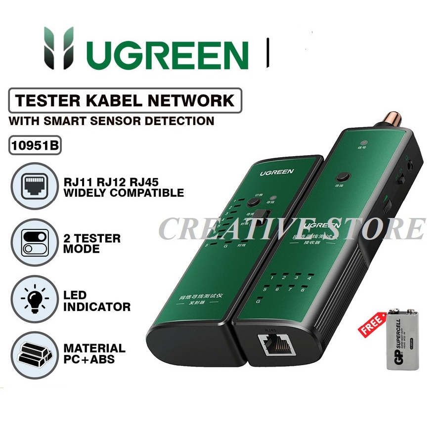Jual UGREEN 10950 / 10951B Lan Tester Network RJ45 RJ11 - Ugreen Kabel ...