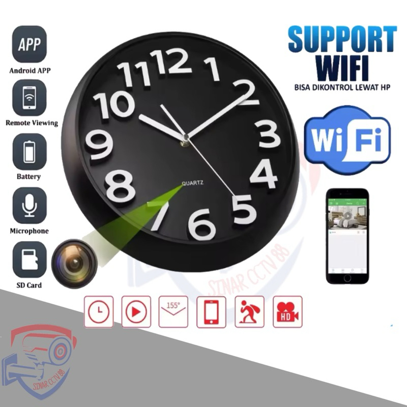 Jual IP Camera Wireless CCTV~Model jam dinding Wifi 4K~Kamera ...