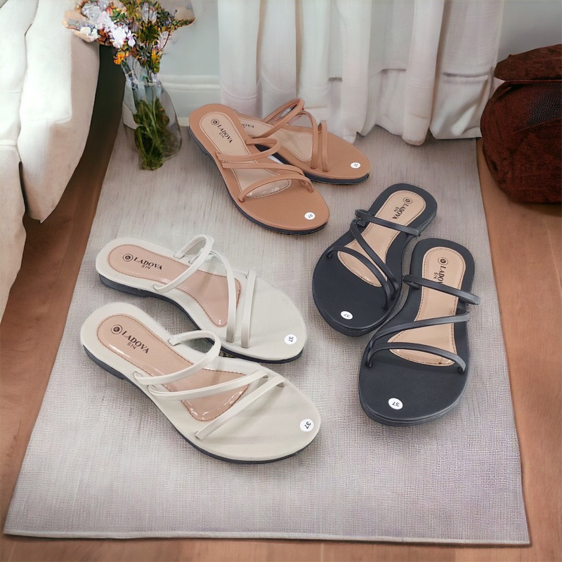 Jual Ladova Reva Sandal Wanita Flat Tali Original Terbaru | Shopee ...