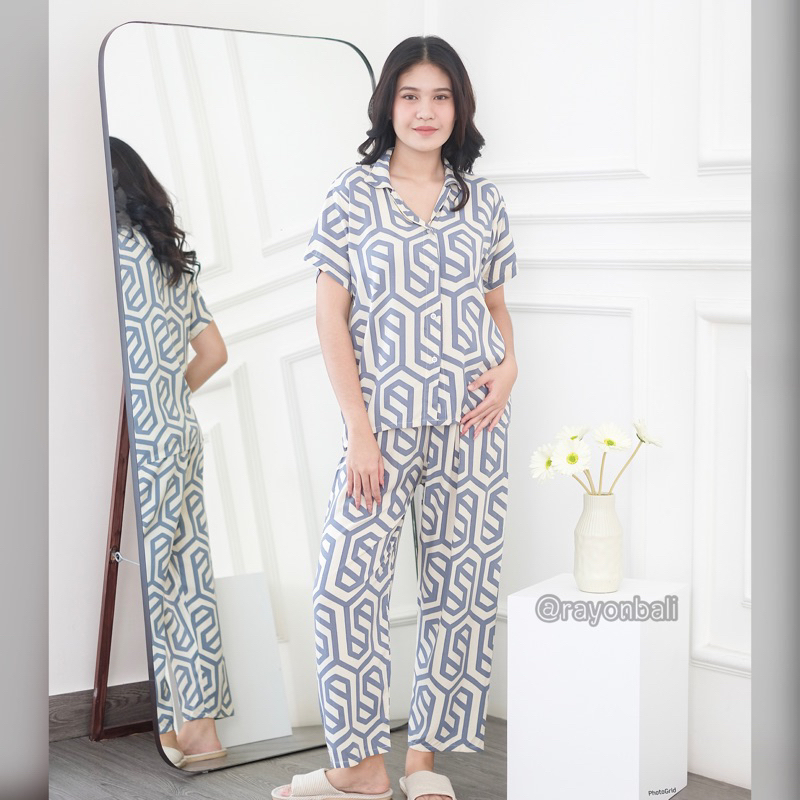 Jual Setelan Baju Tidur Wanita Bahan Rayon Motif Labirin Cantik ...