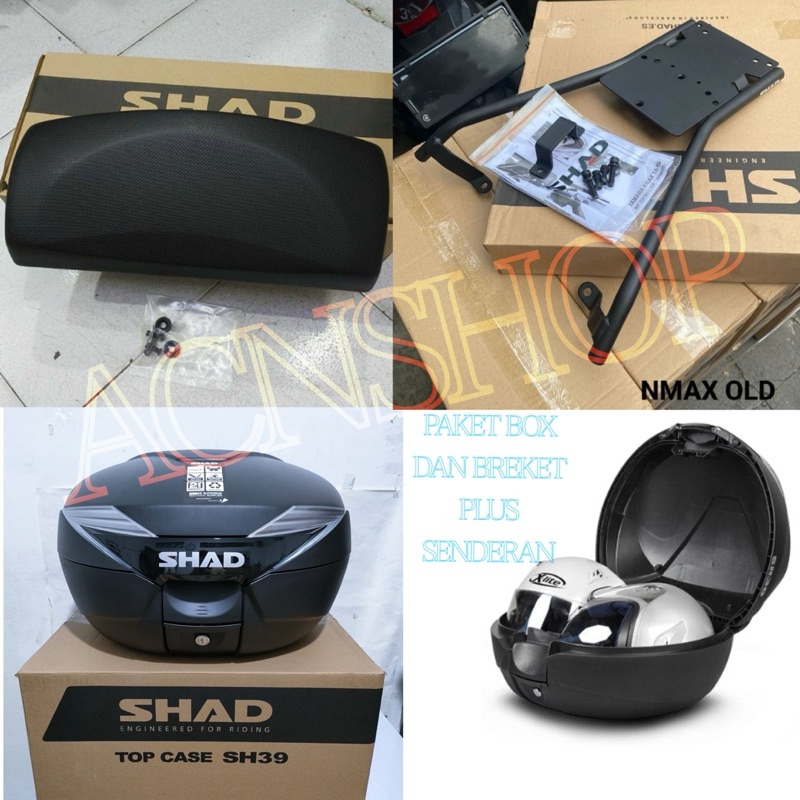 Jual PAKETAN BOX SHAD SH39 DAN BREKET BOX SHAD NMAX PLUS BACKREST SHAD ...