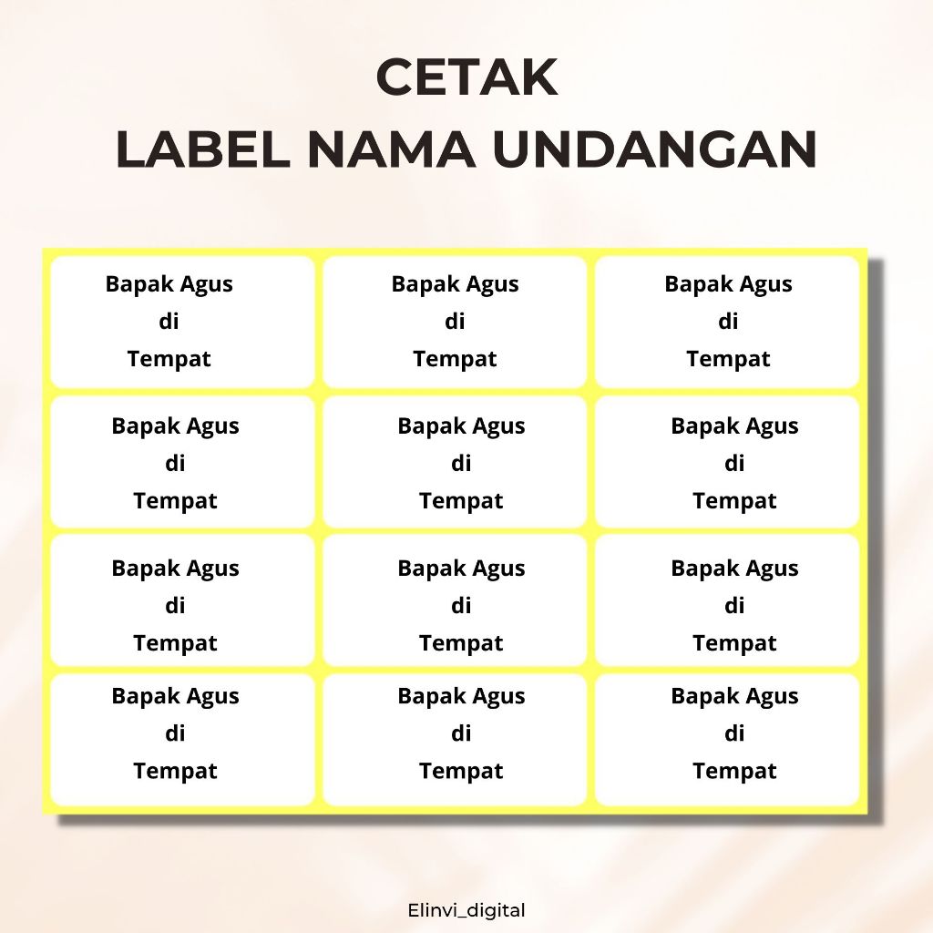 Jual Cetak Label Nama Tamu Undangan / Print Label 103 untuk Undangan ...
