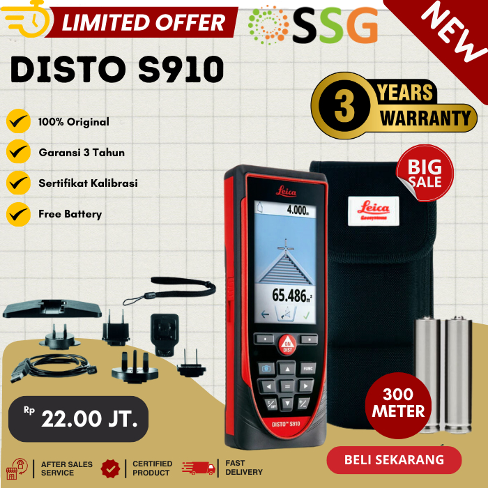Jual Disto Meter Digital Laser/ Leica Disto S910/ 300 Meter/ Distometer ...