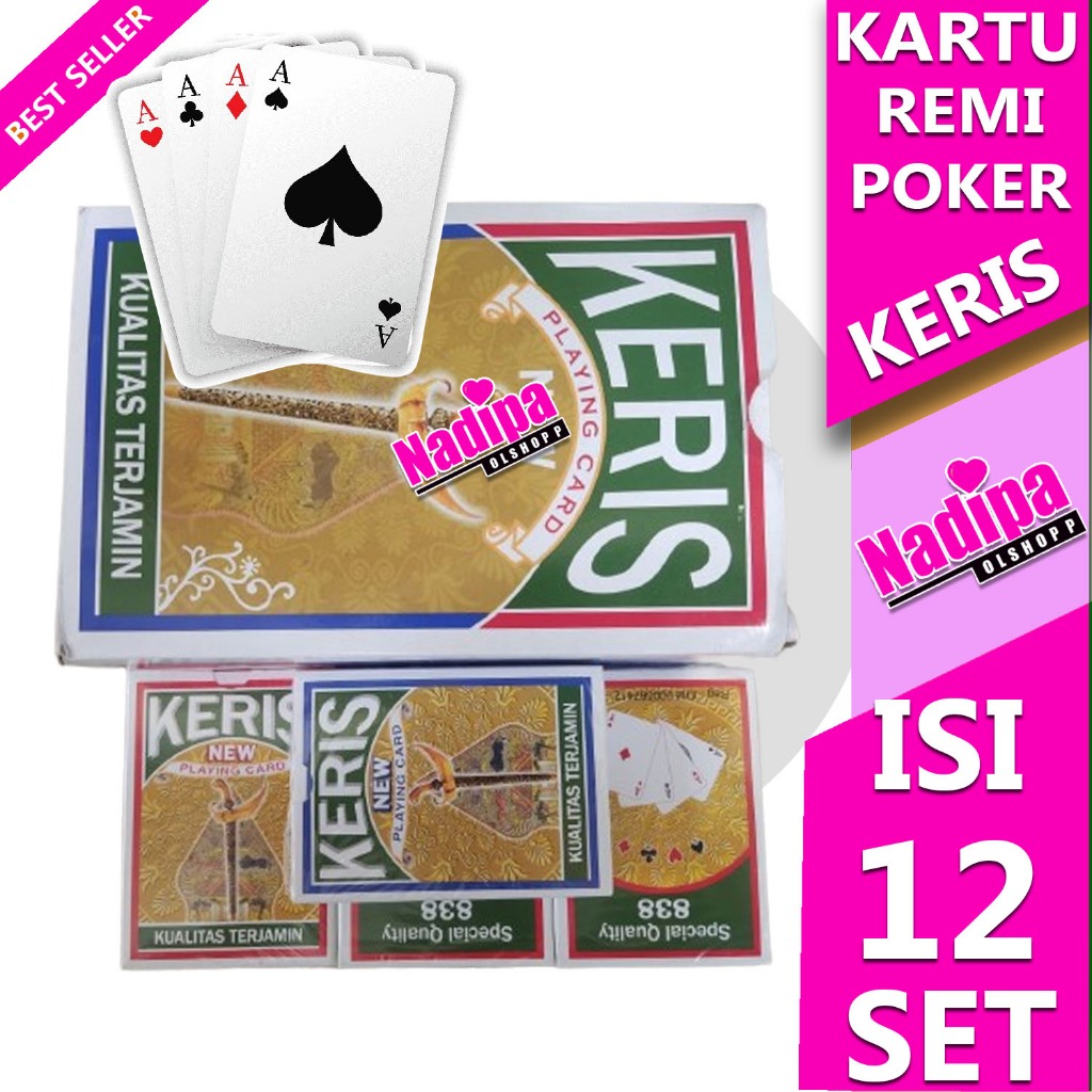 Jual KARTU REMI / POKER PLAYING CARD KERIS 1 BOX ISI 12 SET NADIPA ...