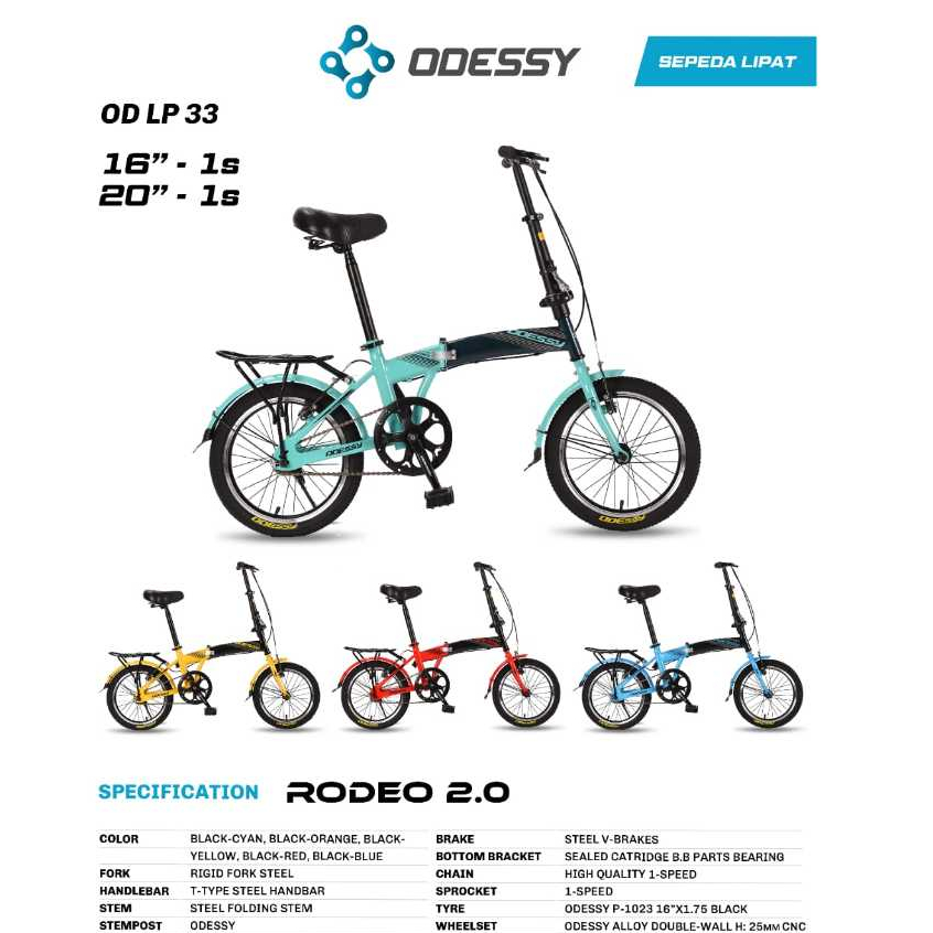 Jual ODESSY RODEO Sepeda Lipat Folding Bike 2.0 Steel Folding | Shopee ...