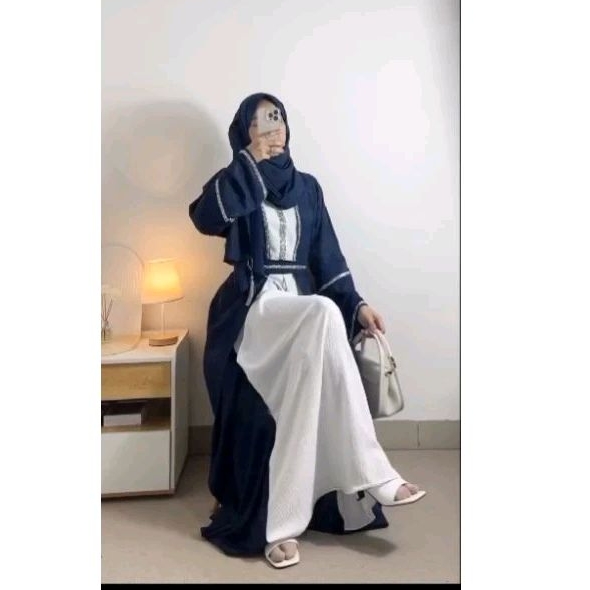 Jual abaya wanita cantik gamis arab plus hijab one set outfit gamis set ...