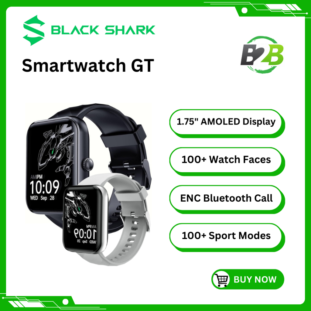 Jual Black Shark Smart watch GT - AMOLED Display 100+ Sports Modes IP68 ...