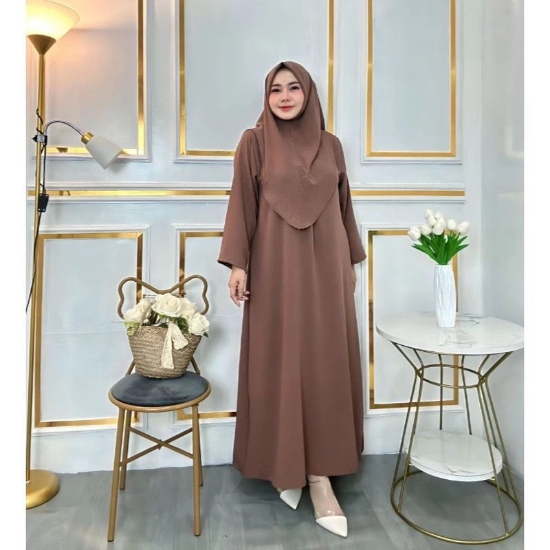 Jual Disa Hijab - Abaya Set Khimar Polos Cringkel Premium | Shopee ...