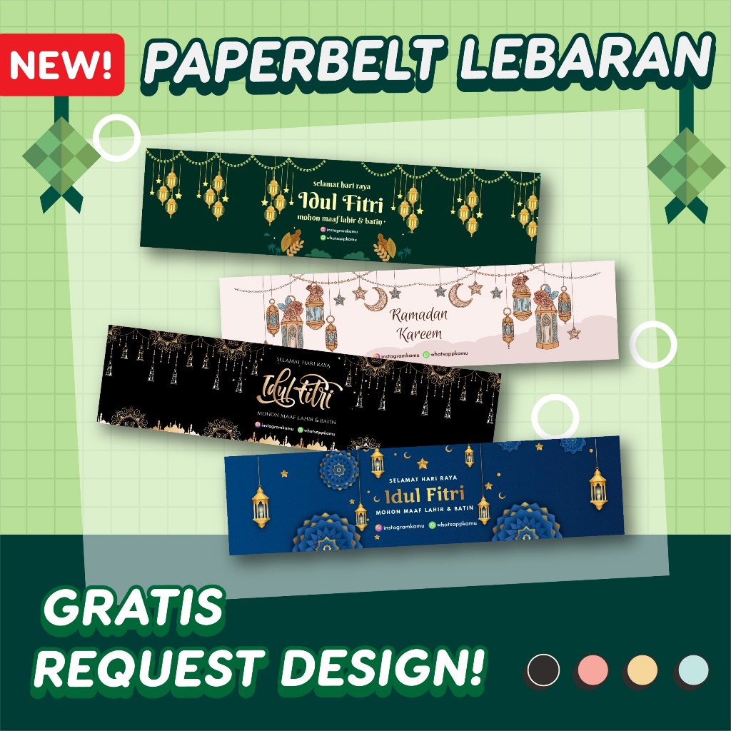 Jual Paper Belt Idul Fitri Lebaran Custom Label Hampers | Paper Sleeve ...