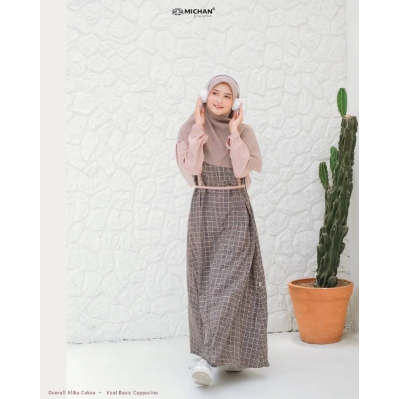 Jual overall Alika Dress by MICHAN Ready stok/Gamis kotak kotak/,Gamis ...
