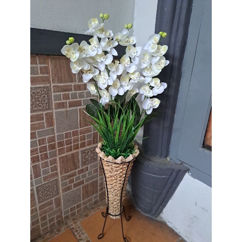 Jual Bunga Anggrek Artificial +pot pelepah anyam standing /Home ...
