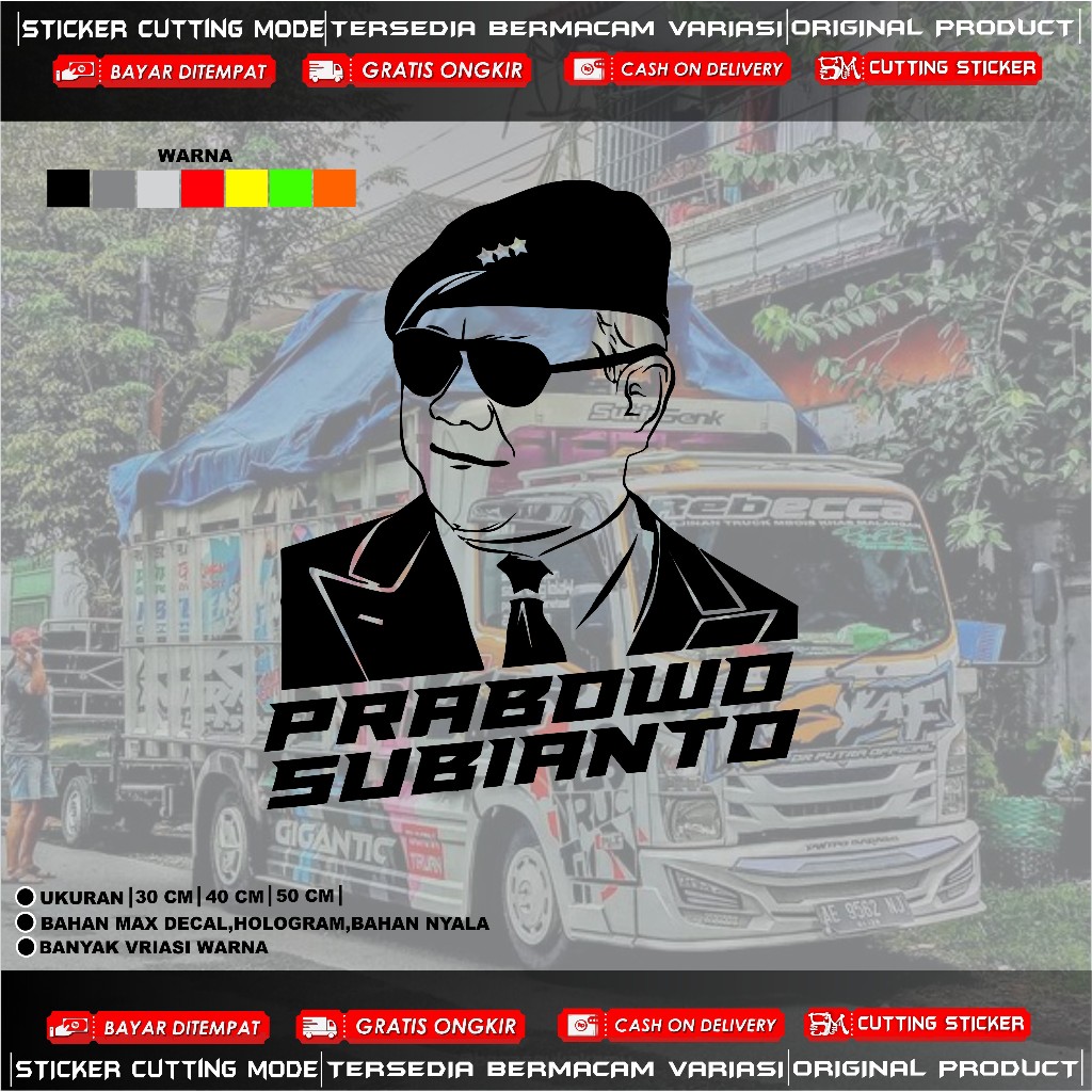 Jual STICKER KACA MOBIL STICKER GAMBAR PRABOWO SUBIANTO CUTTING MODE ...