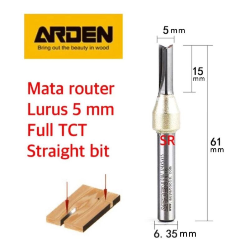 Jual Mata Profil/ Router Lurus 5mm Full TCT/ Straight Bits ARDEN ...