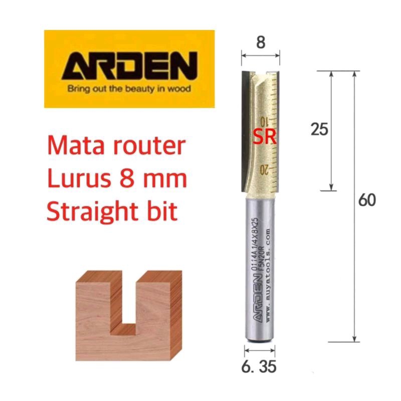 Jual Mata Router/ Profil Lurus 8mm/ Straight Bit ARDEN | Shopee Indonesia