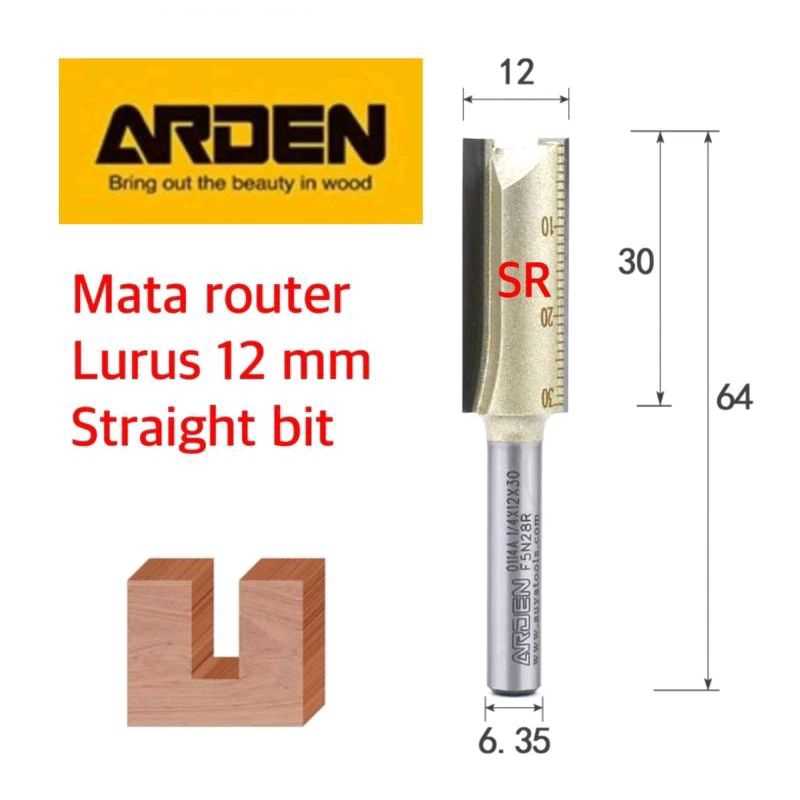 Jual Mata Router/ Profil Lurus 12mm/ Straight Bit ARDEN | Shopee Indonesia
