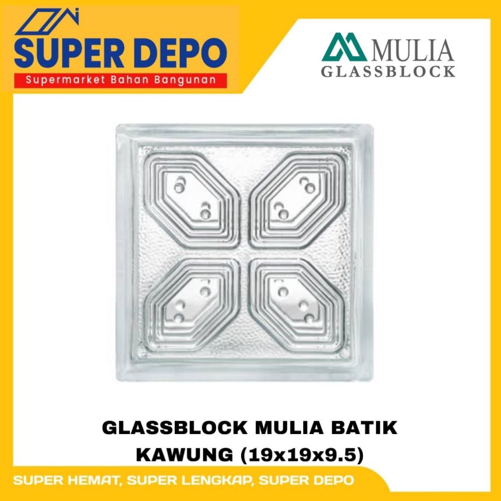 Jual GLASS BLOCK MULIA BATIK KAWUNG 19X19X9.5 | Shopee Indonesia