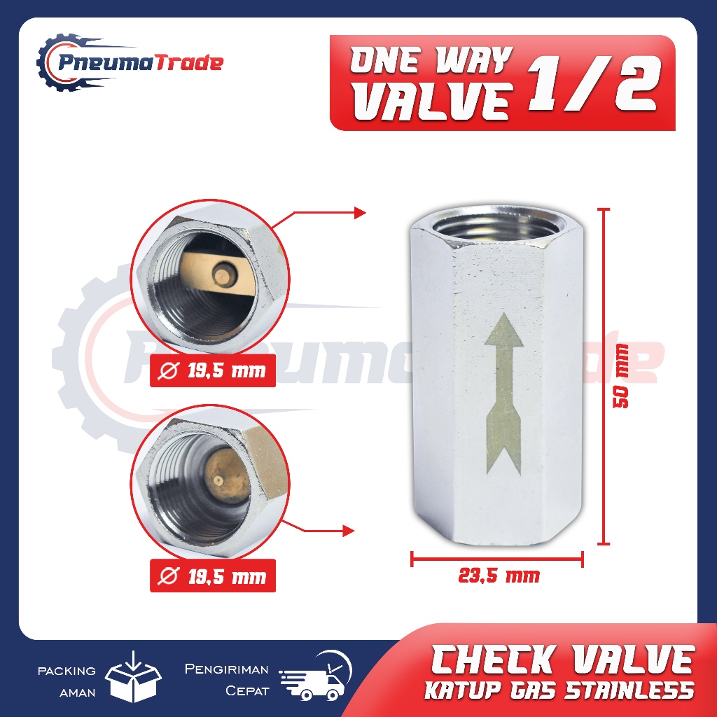 Jual Check valve / one way valve / no return valve 1/4" 1/2'' 1/8'' 3/8 ...