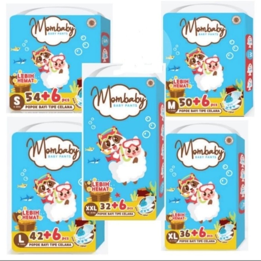 Jual MomBaby Pants S54+6 M50+6 L42+6 XL36+6 XXL32+6 Popok Bayi Mom Baby ...