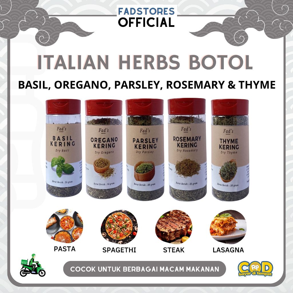 Jual [Kemasan Botol] Italian Herbs - Basil Kering - Oregano Kering ...