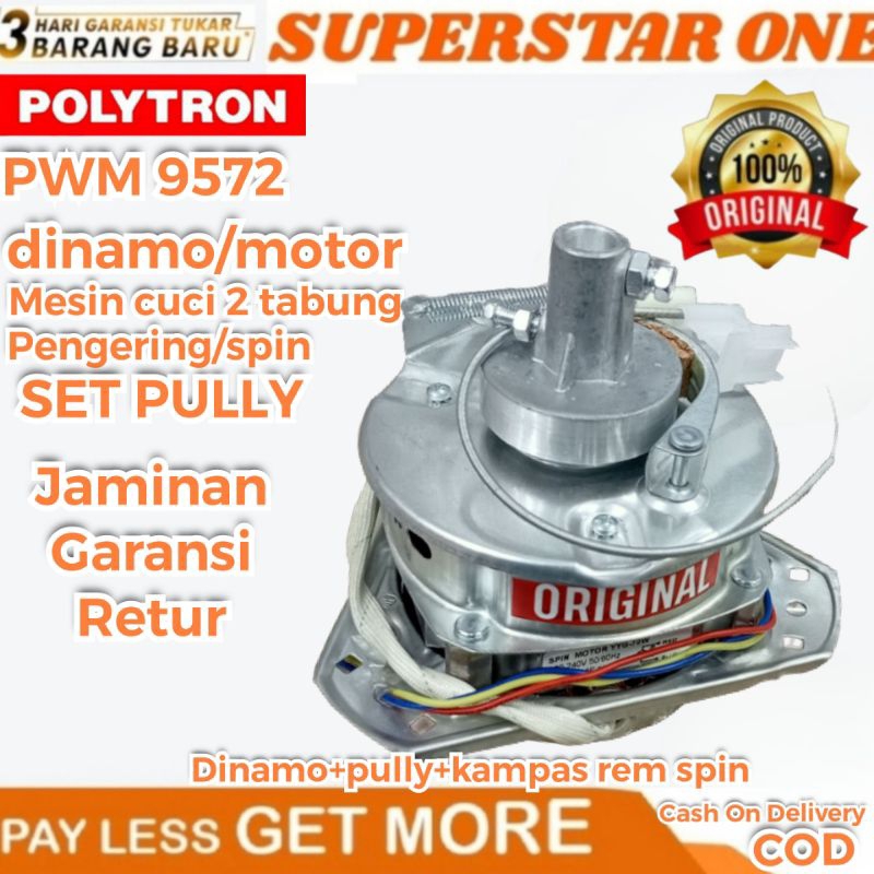 Jual Motor/dinamo set pully spin/pengering mesin cuci polytron PWM 9572 ...