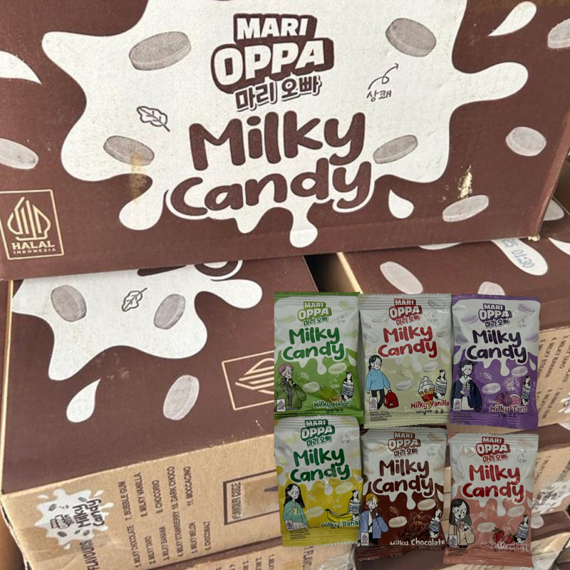 Jual Mari Oppa Milky Candy 1Dus isi 24 Renceng x 10 bks Permen Susu ...