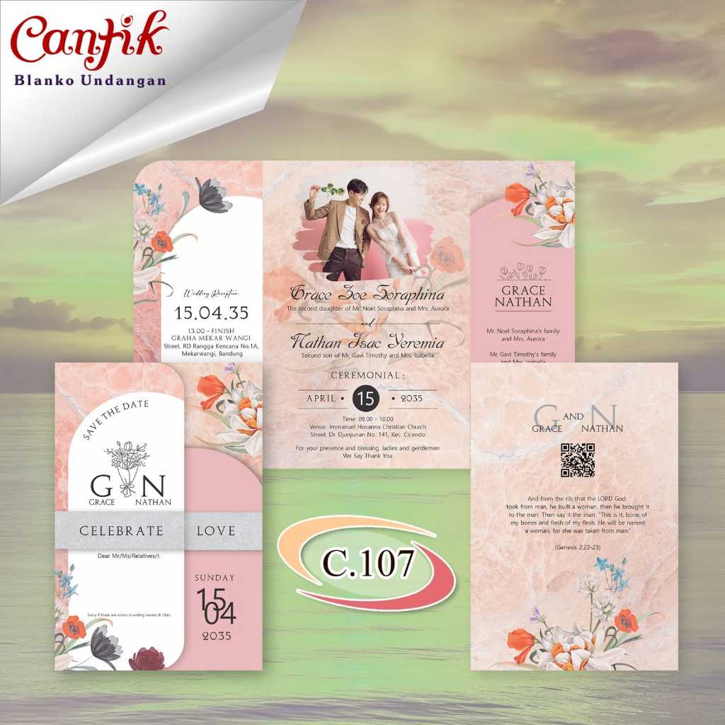 Jual Cantik 107 Cetak Kertas Undangan Pernikahan atau Undangan Nikah ...