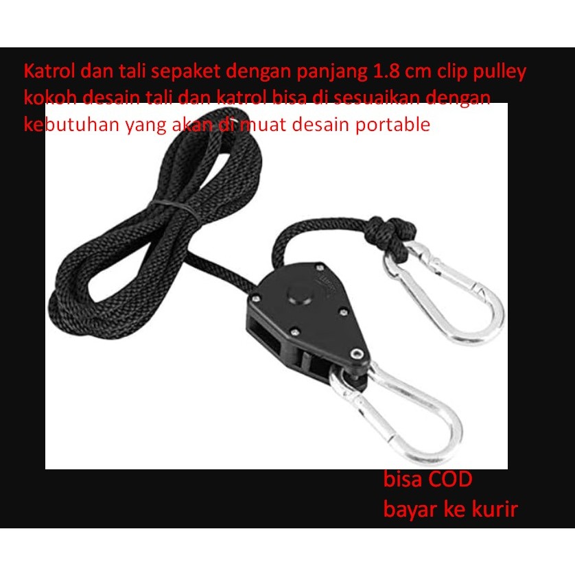 Jual Katrol dan tali sepaket dengan panjang 1.8 cm clip pulley kokoh ...