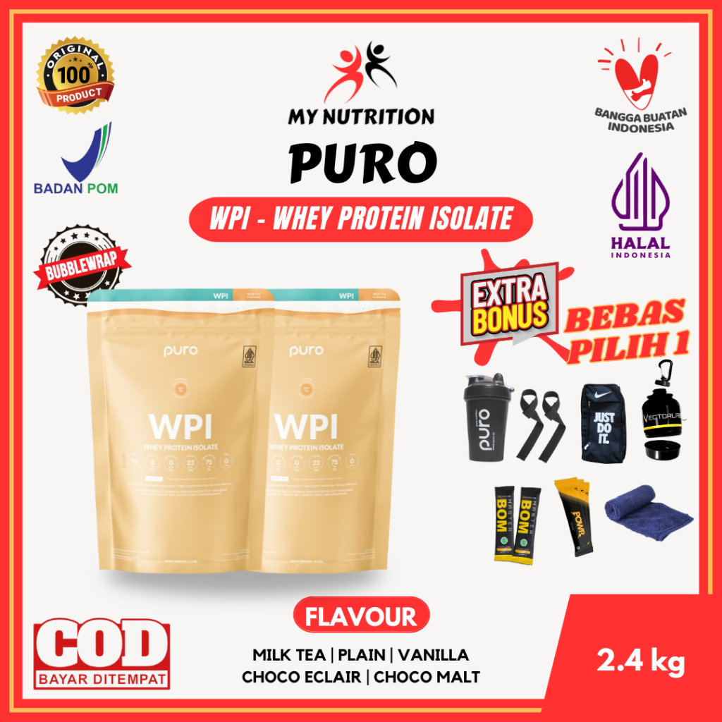 Jual PURO WPI Whey Protein Isolate ISOPRO 2.4kg Susu Suplemen Protein ...
