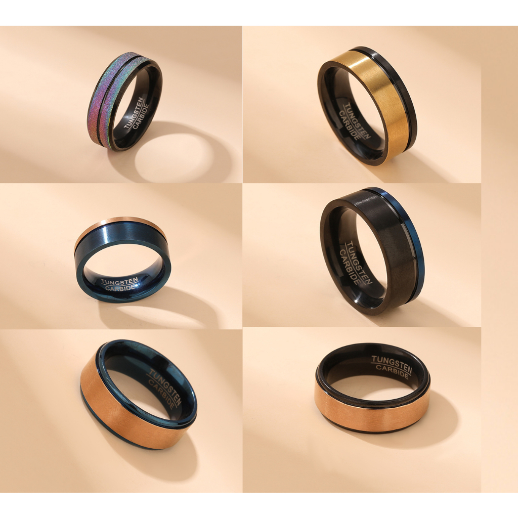 Jual Cincin TUNGSTEN CARBIDE NEO armor garis tengah korea pria wanita Titanium cin cin luxury ...