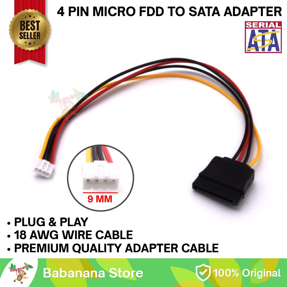Jual Kabel DVR Power Sata Adapter to 4Pin Micro FDD Converter Cable HDD ...