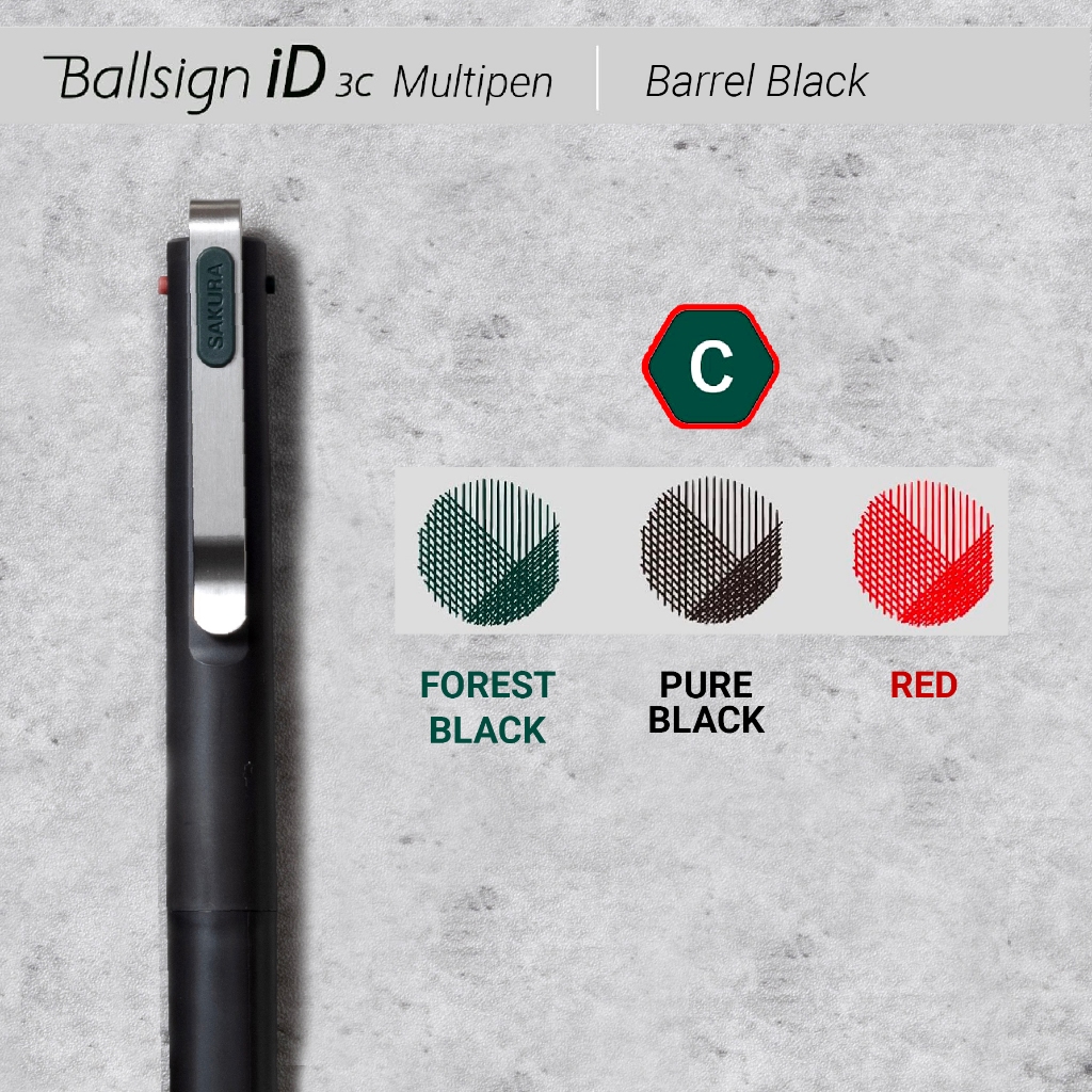 Jual Sakura Ballsign ID 3C Multipen Ballpoint Gel Pen Retractable ...