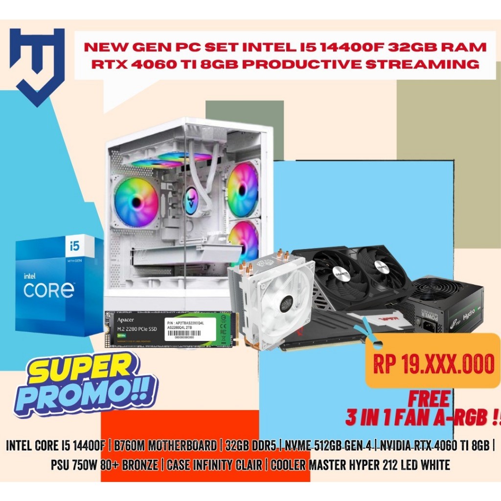 Jual New Gen PC Set Intel I5 14400F 32GB RAM DDR5 RTX 4060 TI 8GB ...
