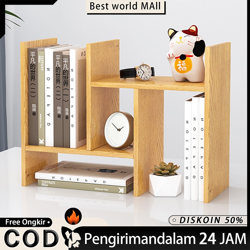 Jual Rak Buku Rak Kayu Serbaguna Rak Atas Meja Kuat dan Kokoh Bookshelf ...