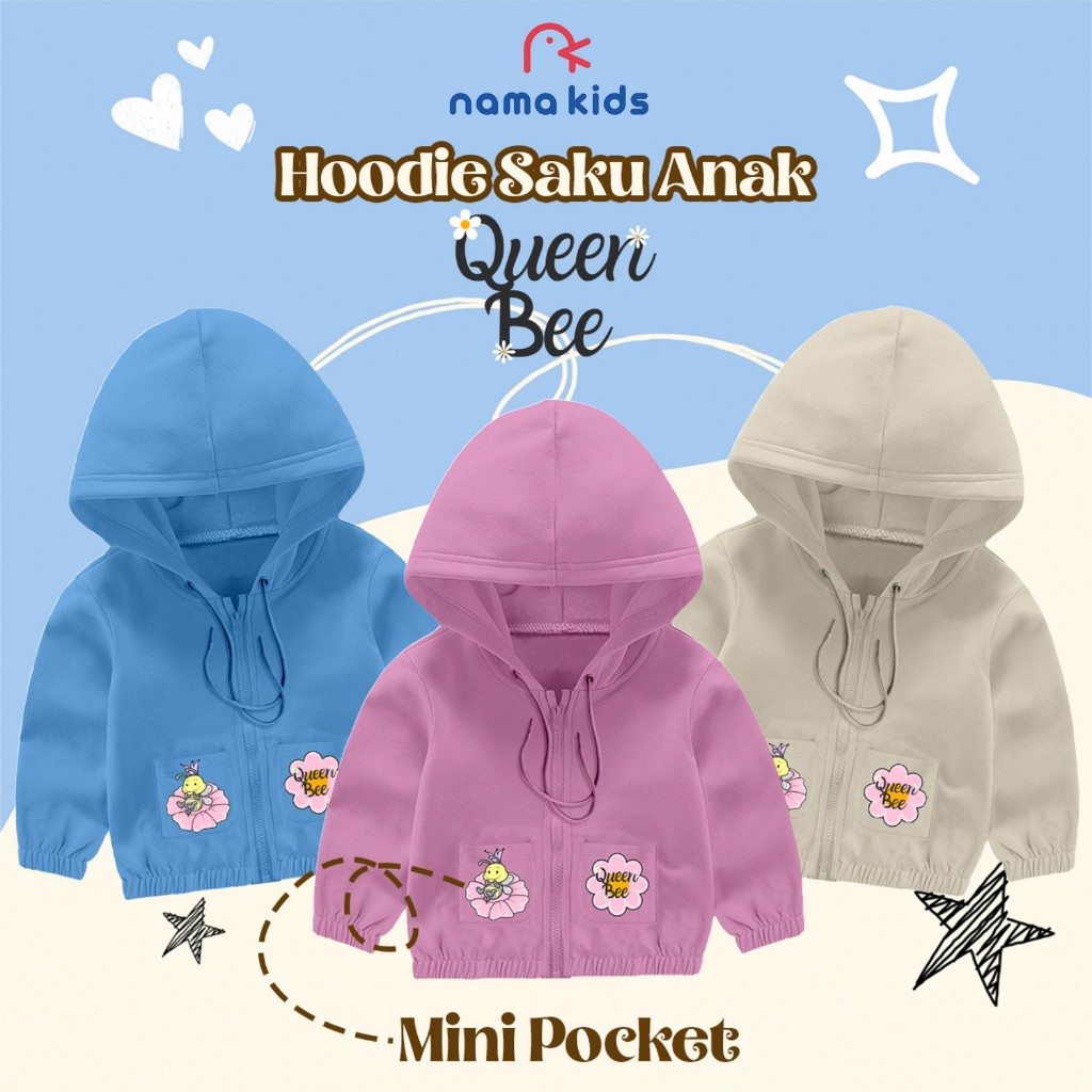Jual Sweater Anak Zipper Risleting Sablon Queen Bee Lucu Sweater Hoodie ...