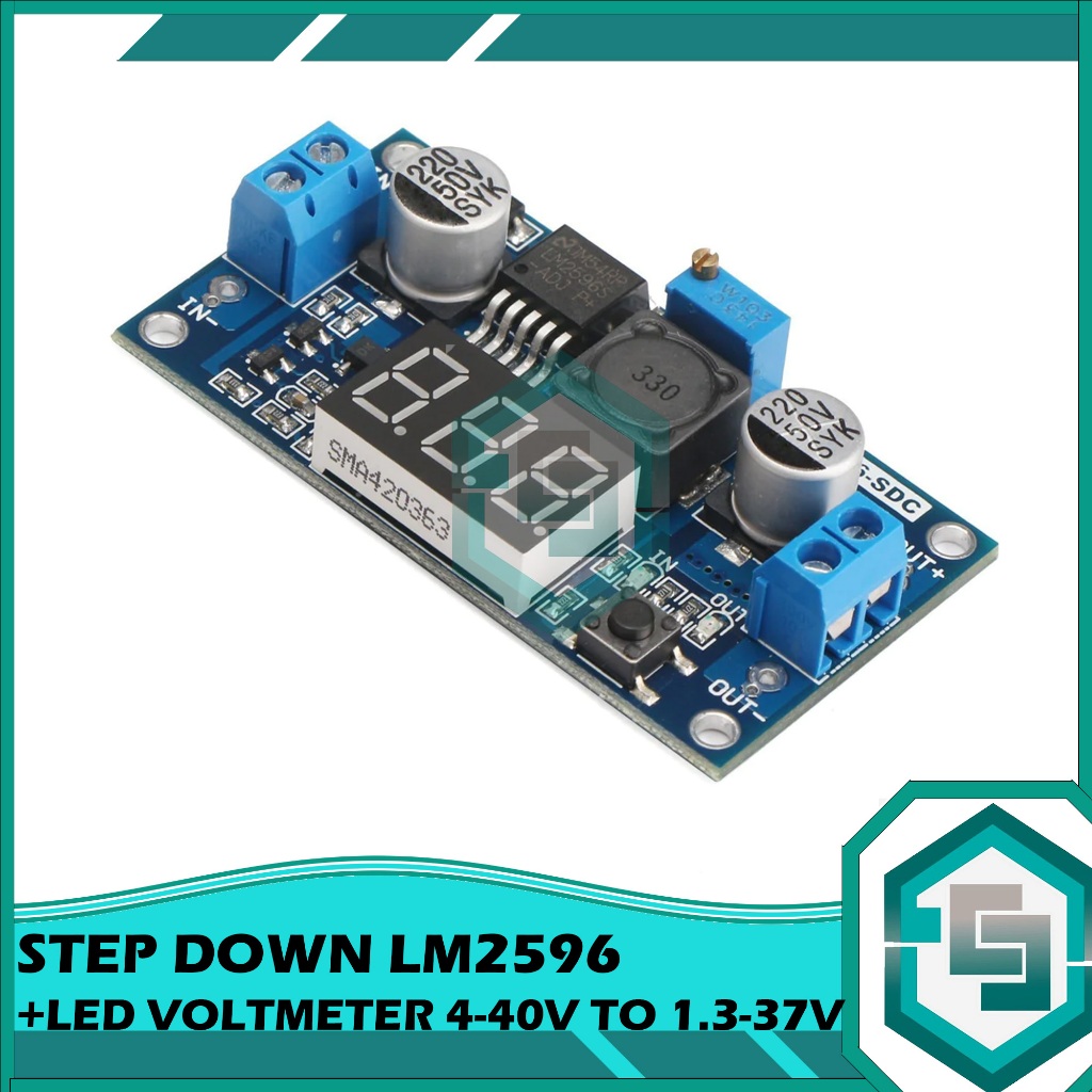 Jual STEP DOWN LM2596 DC-DC ADJUSTABLE 4-40V TO 1.3-37V LED VOLTMETER | Shopee Indonesia
