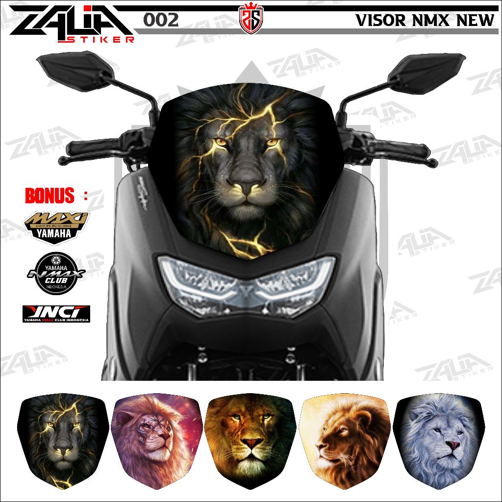 Jual Stiker visor Winshield yamaha Nmax NEW 155 2020-2023 gambar singa ...