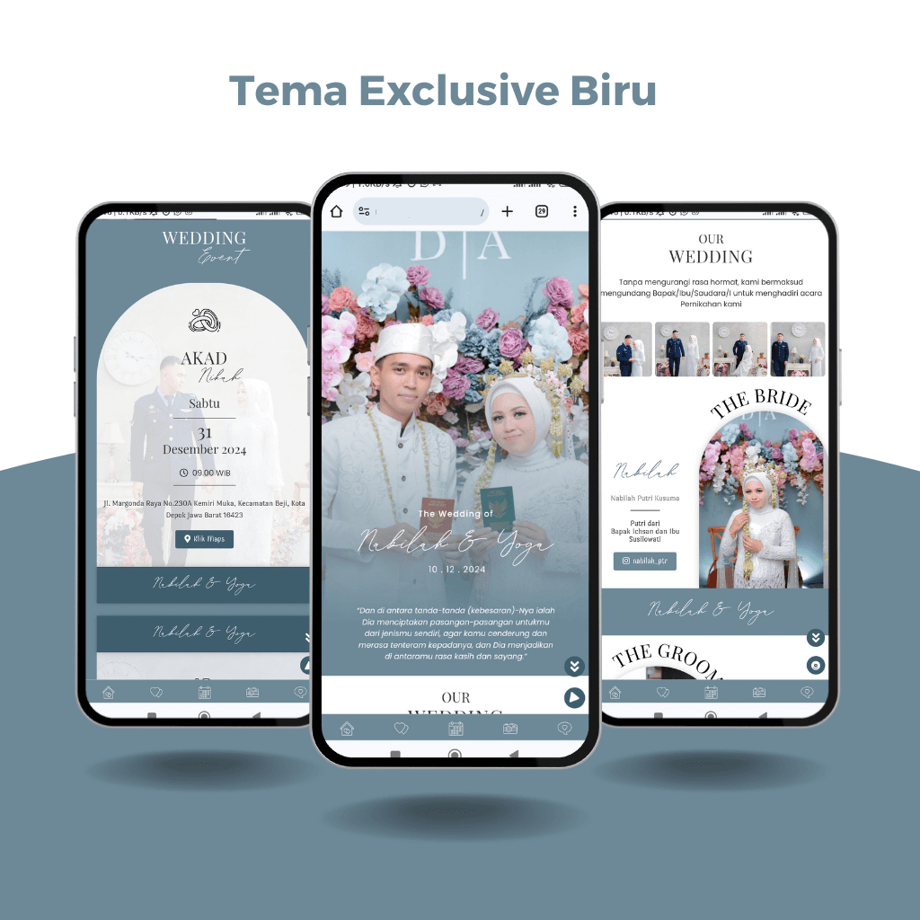 Jual Undangan Digital Pernikahan Tema Exclusive Biru Denim Undangan ...
