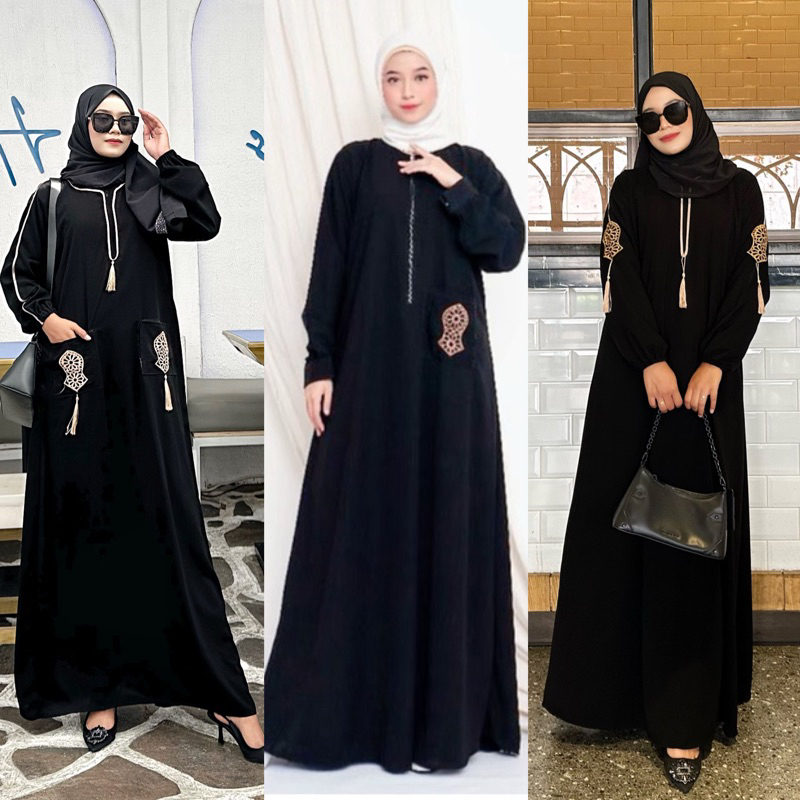 Jual Abaya Hitam Turkey Gamis Maxi Dress Arab Saudi Bordir Turki Dubai ...